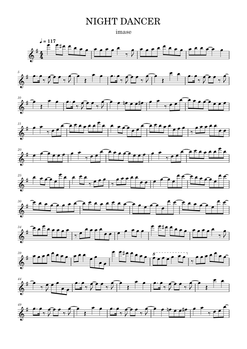 NIGHT DANCER – imase NIGHT DANCER Sheet Music for Saxophone alto (Solo ...