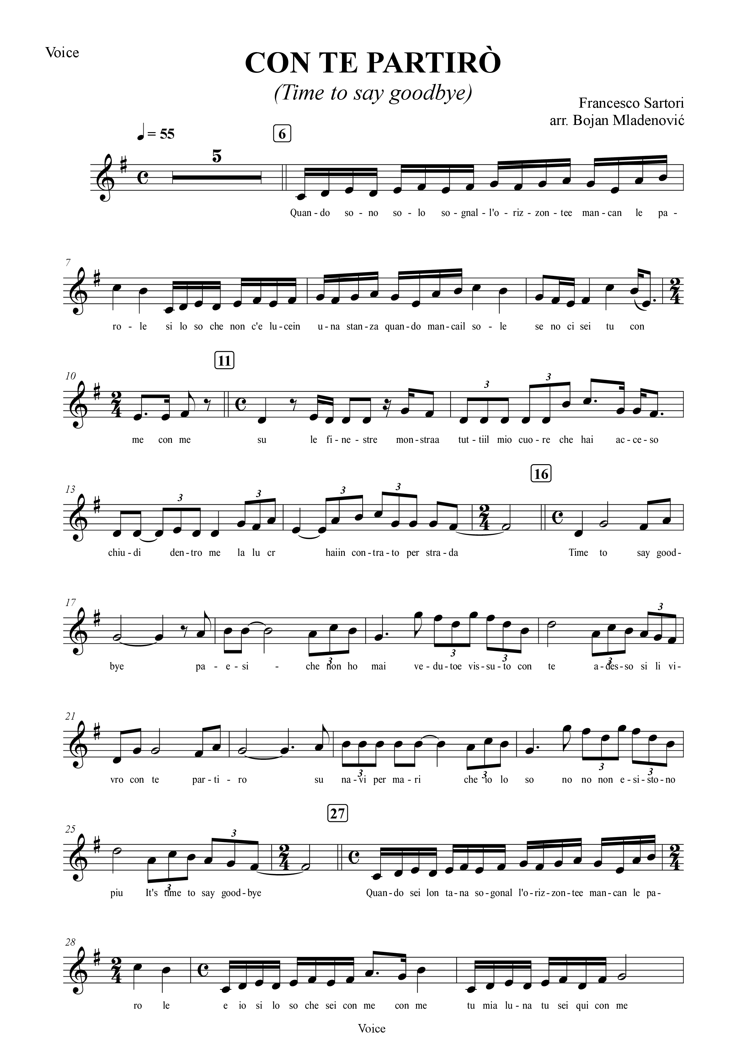 Play Official version of Con te partiro Sheet Music by Andrea Bocelli ...