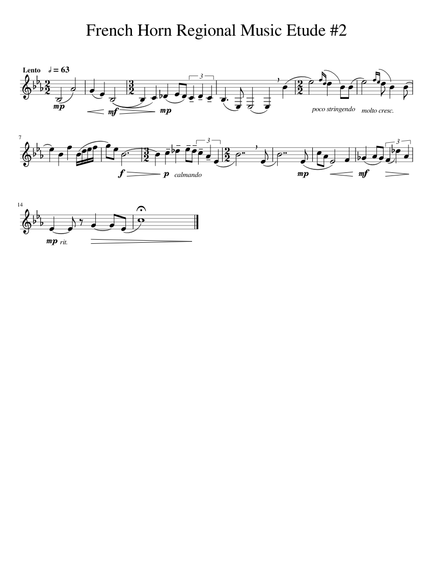 French Horn Regional Music Etude #2 Sheet music for French horn (Solo ...