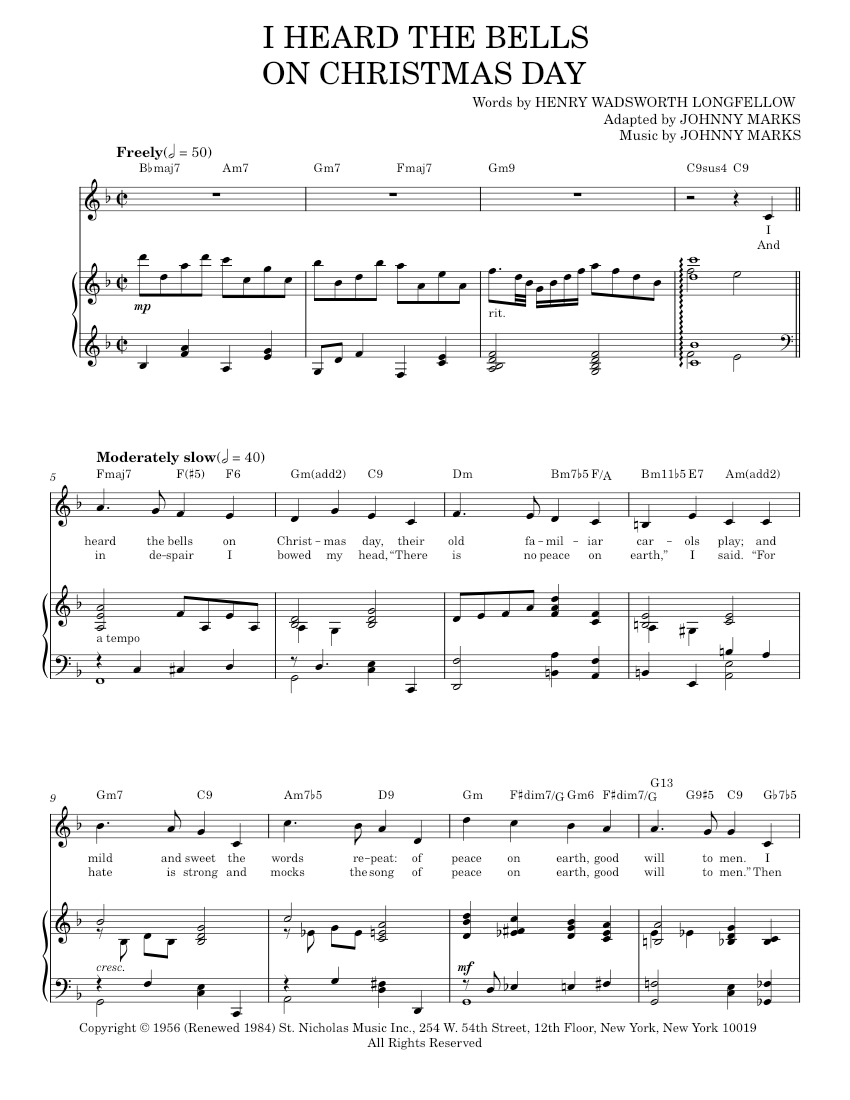 Play Official version of I Heard The Bells On Christmas Day sheet music ...