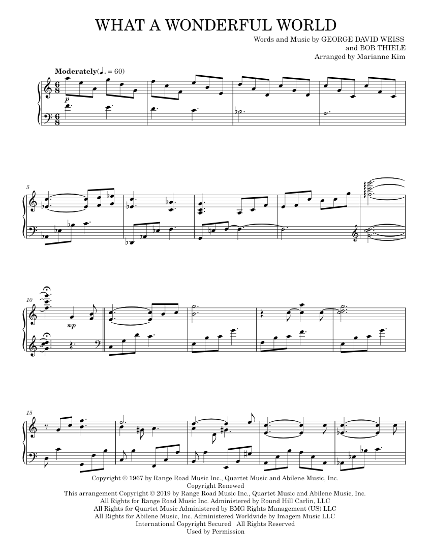 Play Official version of What A Wonderful World sheet music by Louis ...