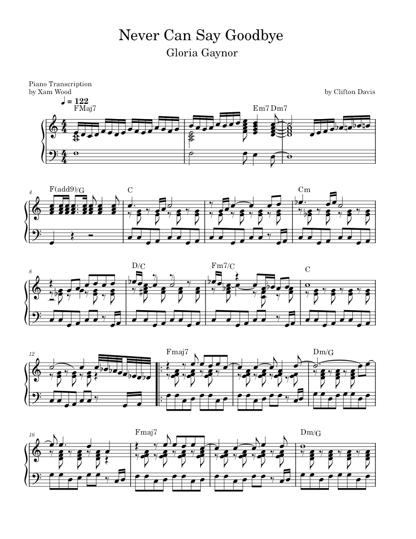 Never can say goodbye Sheet music for Piano (Solo) | Musescore.com