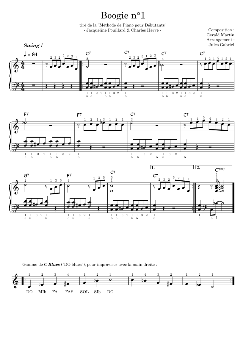 Boogie n°1 – Gerald Martin - SWING version, with chords and C blues ...