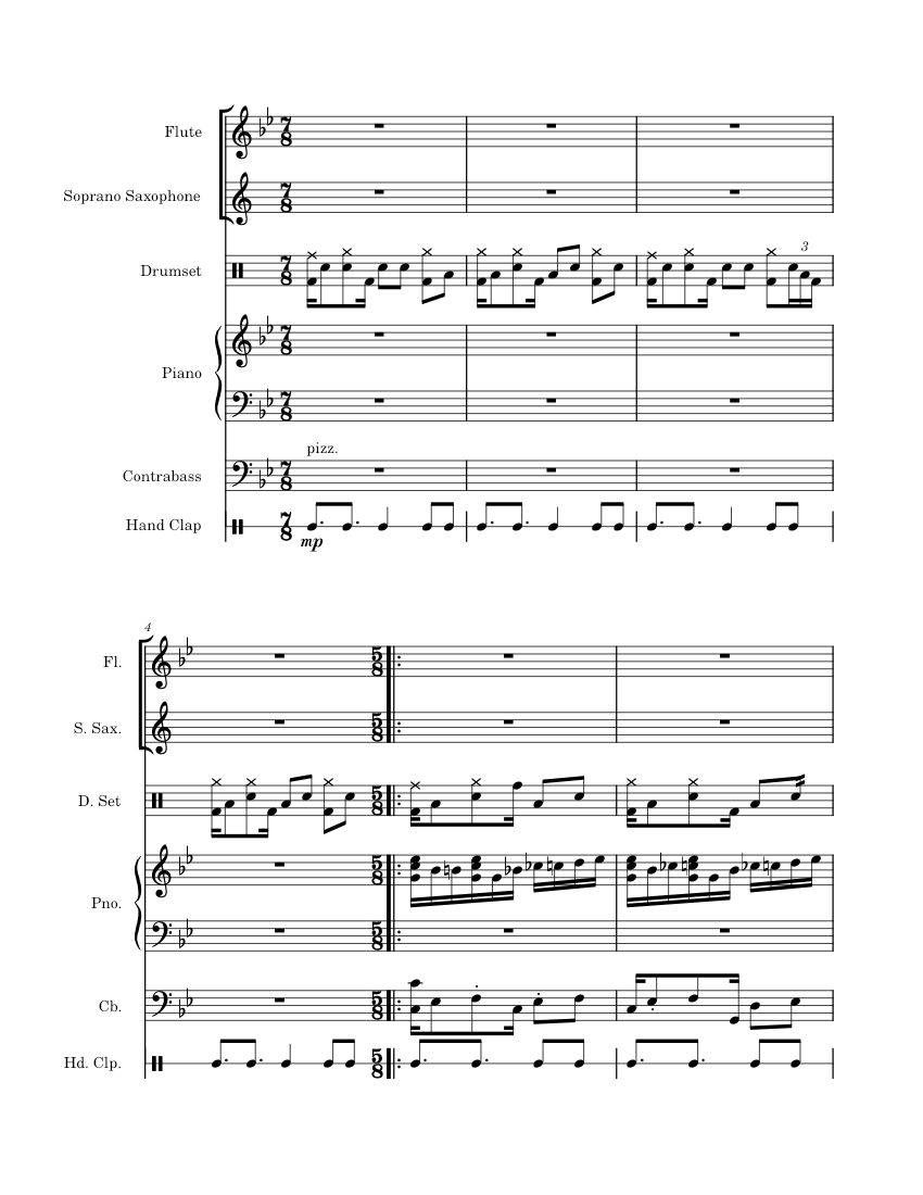 Fonk Beat Jazz Sheet music for Piano, Flute, Contrabass, Drum group ...