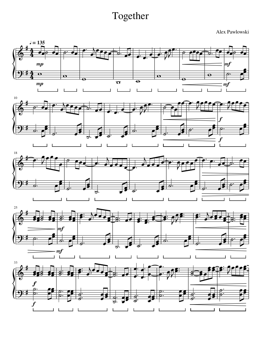 Together Sheet music for Piano (Solo) Easy | Musescore.com