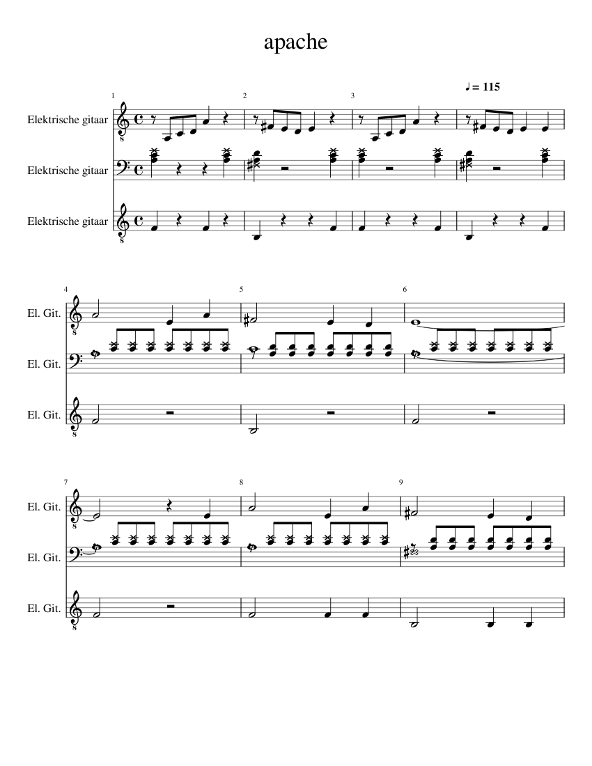 apache Sheet music for Guitar (Mixed Trio) | Musescore.com