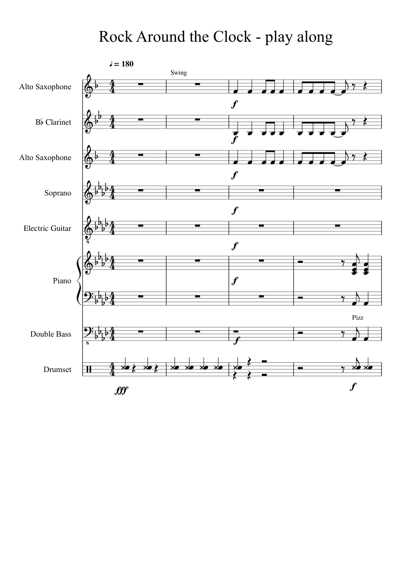 Rock Around the Clock - play along Sheet music for Piano, Clarinet in b ...