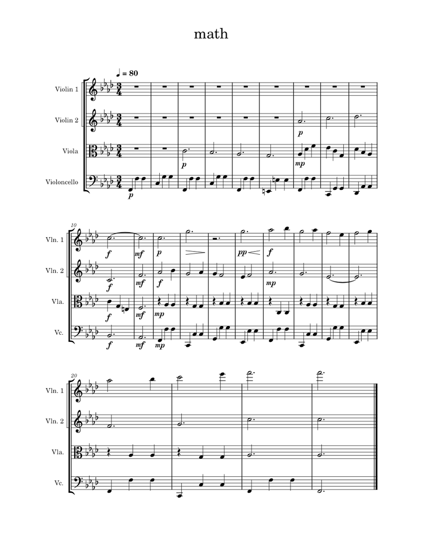 math Sheet music for Violin, Viola, Cello (String Quartet) | Musescore.com