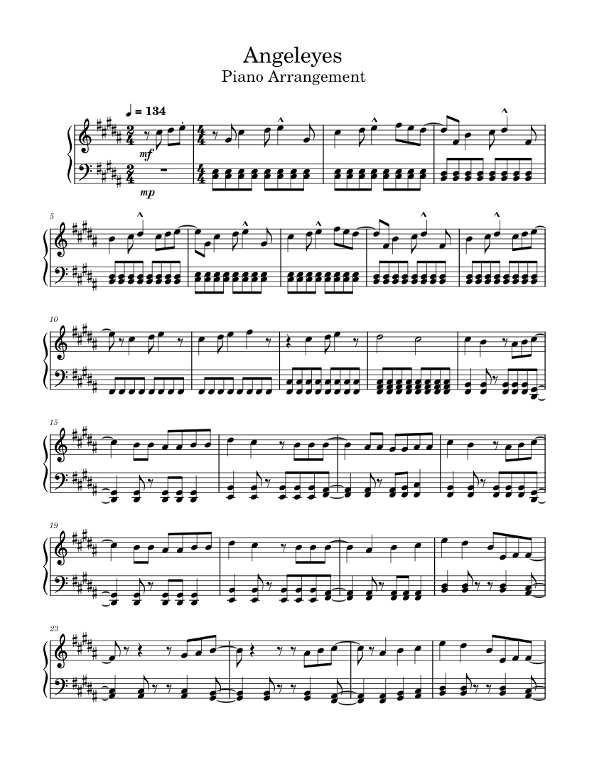 Angeleyes – ABBA Piano Arrangement Sheet music for Piano (Solo ...