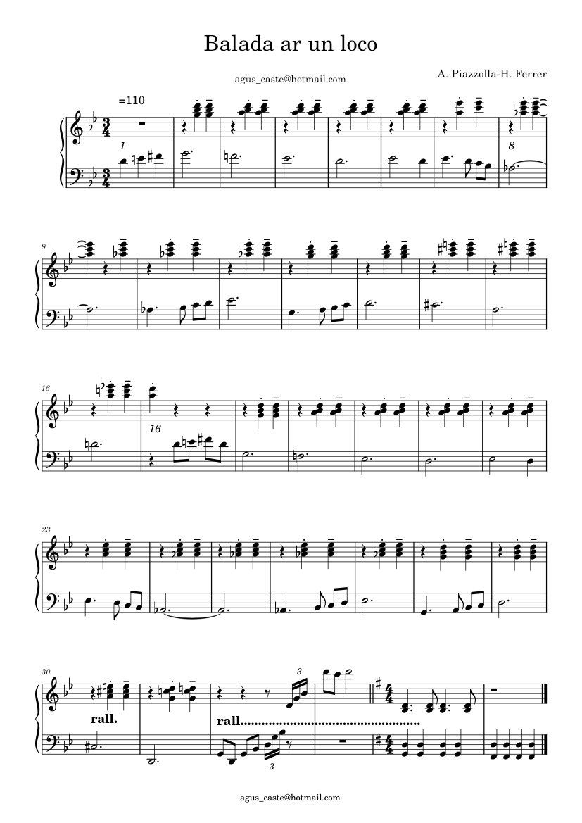 Balada para un loco - Astor Piazzolla Sheet music for Piano (Piano ...