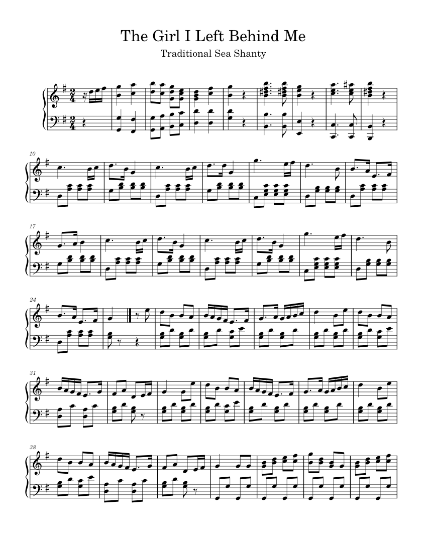 The Girl I Left Behind Me – Misc tunes The Girl I Left Behind Me - Sea ...