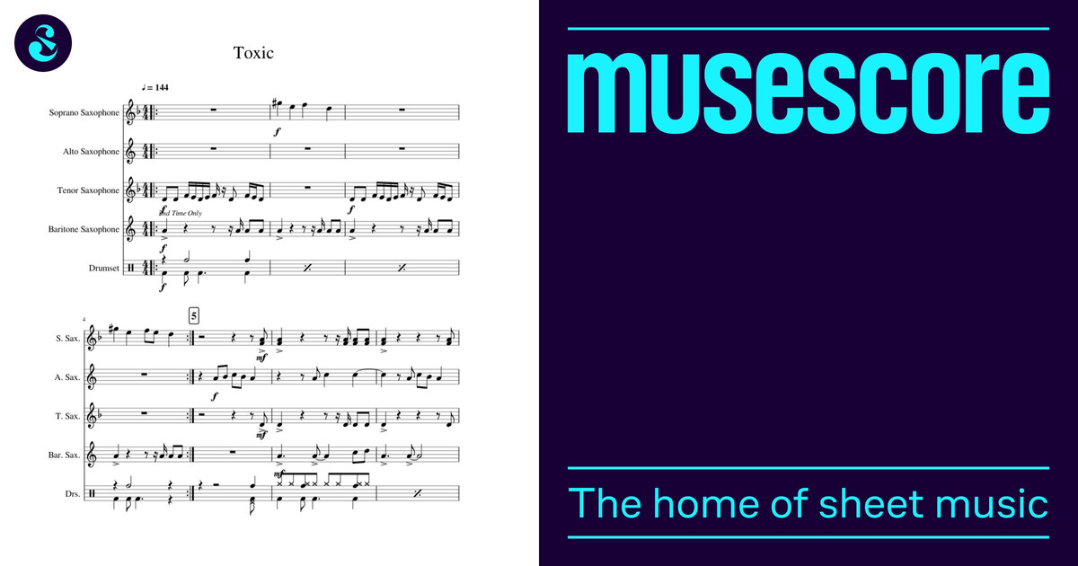 Toxic Sax Quartet Sheet music for Saxophone alto, Saxophone tenor ...