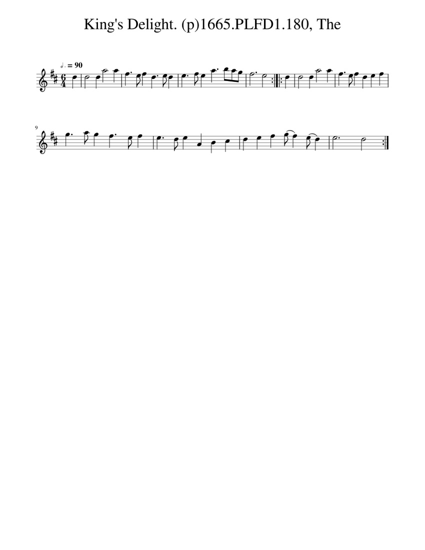 The King's Delight. (p)1665.PLFD1.180 Sheet music for Piano (Solo) Easy ...