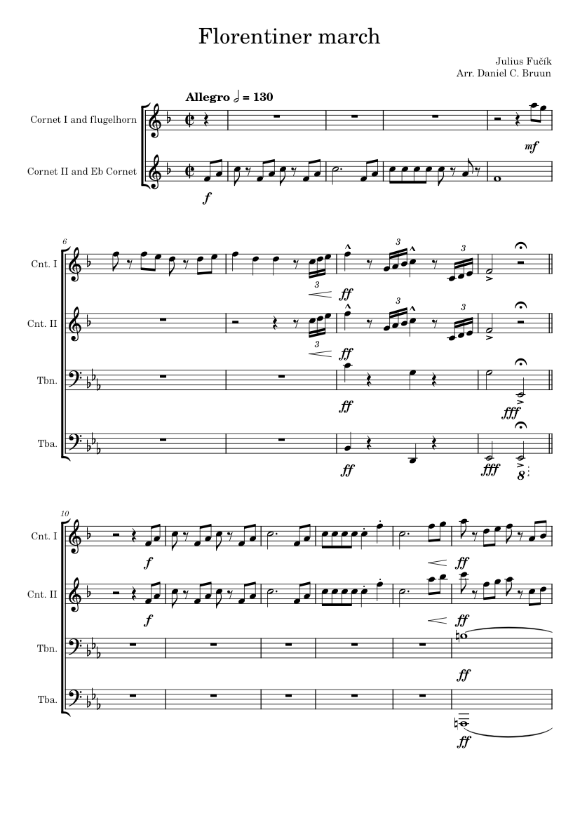 Florentiner March - For a Brass Quartet Sheet music for Cornet, Tuba ...