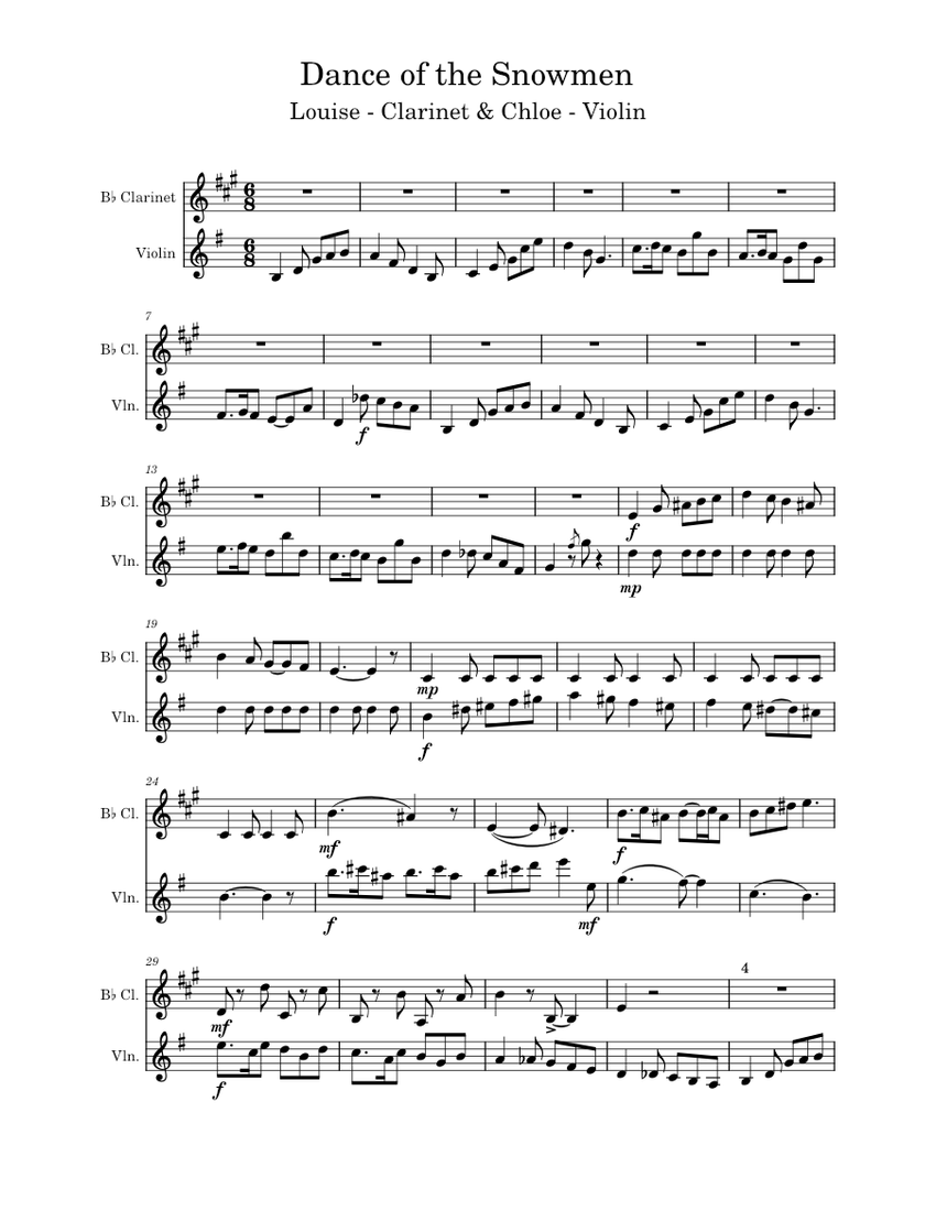 Dance Of The Snowmen (From - 'The Snowman') Sheet music for Clarinet in ...
