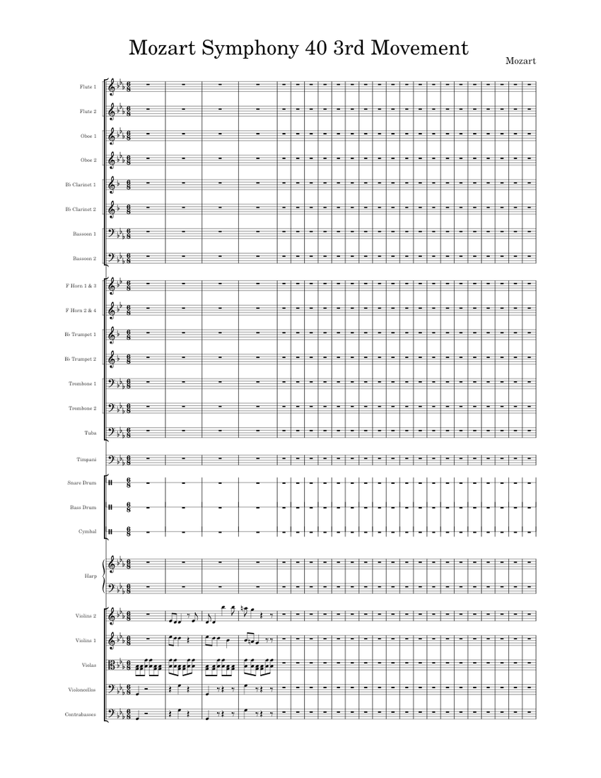 Mozart Symphony 40 3rd Movement Sheet music for Trombone, Tuba, Flute, Oboe & more instruments ...