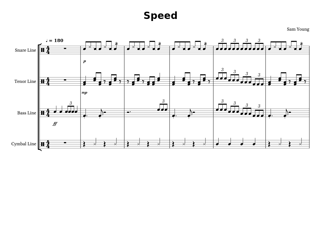 Speed Sheet music for Snare drum, Crash, Tenor drum, Bass drum ...