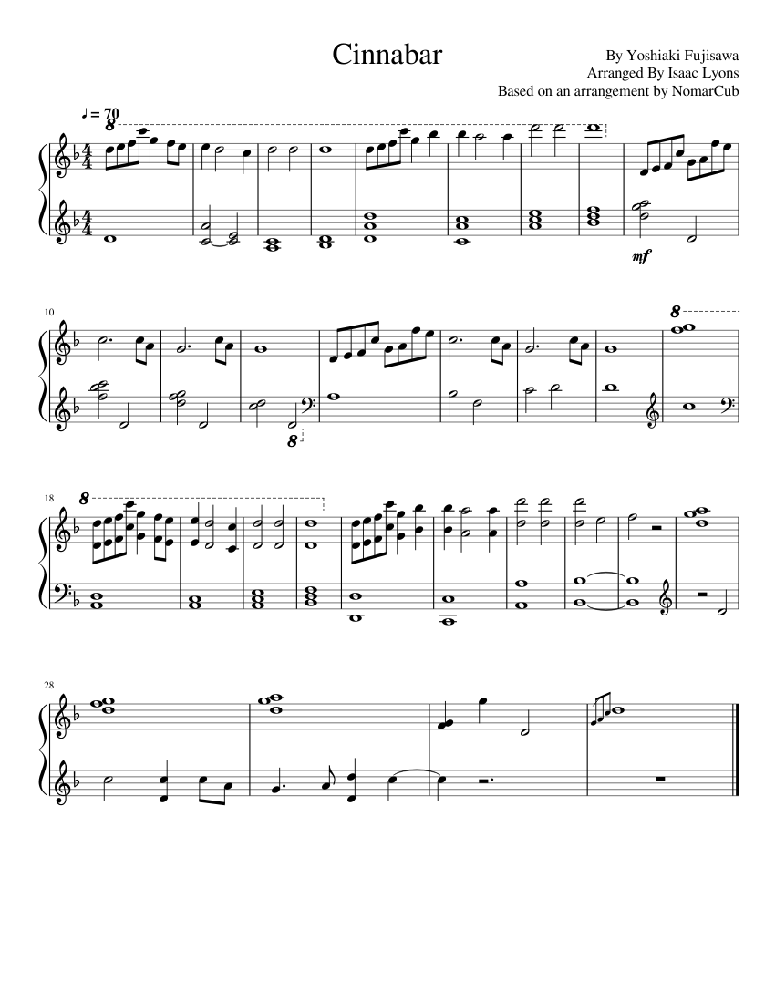 Cinnabar Houseki no Kuni / Land of the Lustrous Piano Sheet music for Piano (Solo) | Musescore.com