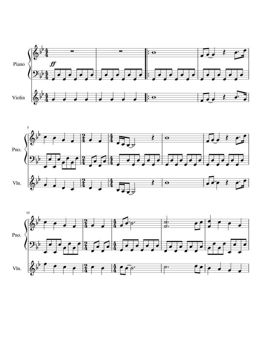 Hey Brother (INCOMPLETE) Sheet music for Piano, Violin (Solo ...