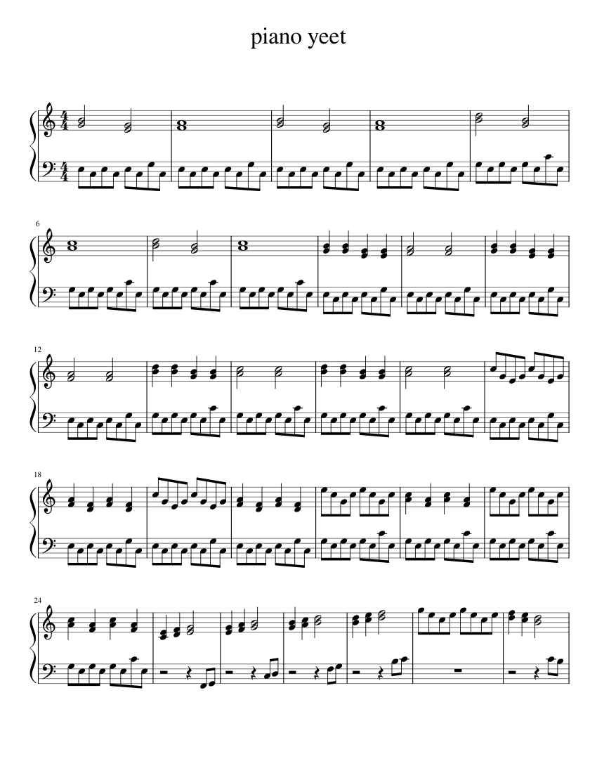 piano yeet Sheet music for Piano (Solo) | Musescore.com