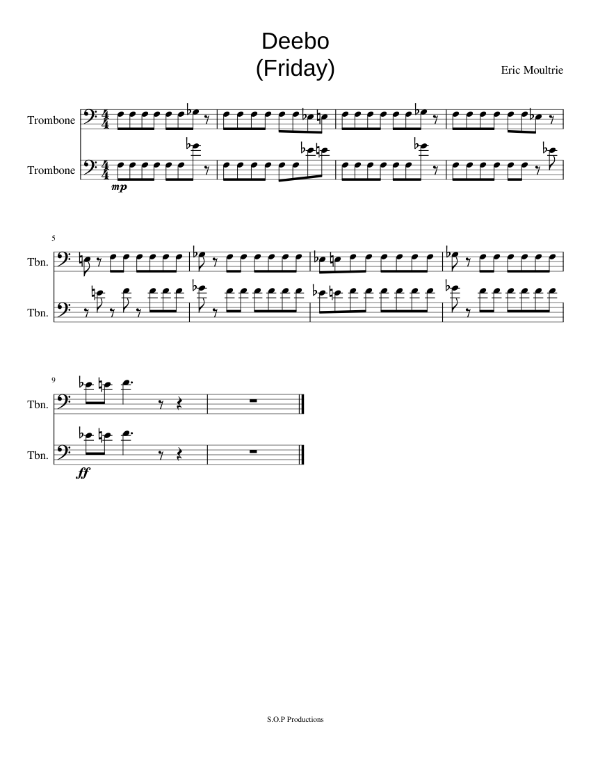 Deebo (Friday) Sheet music for Trombone (Brass Duet) | Musescore.com