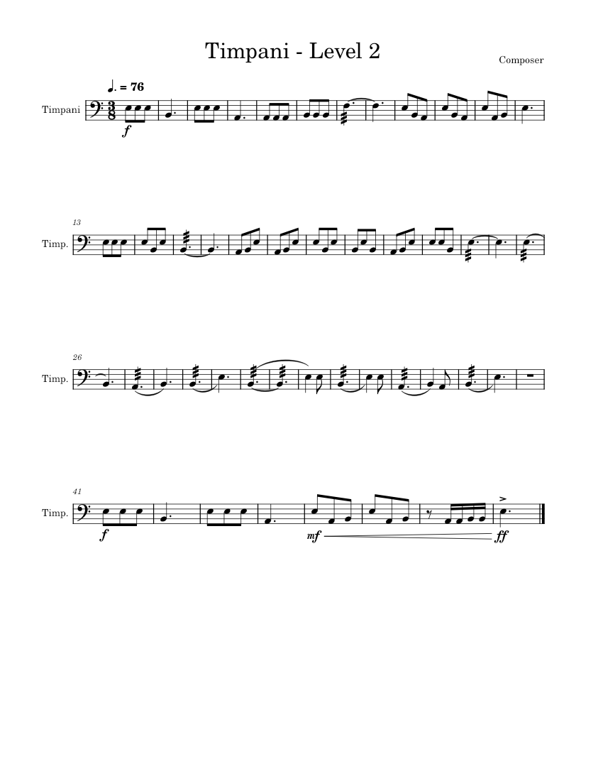 Etudes - Timpani - Level 2 Sheet Music for Timpani (Solo) | MuseScore.com