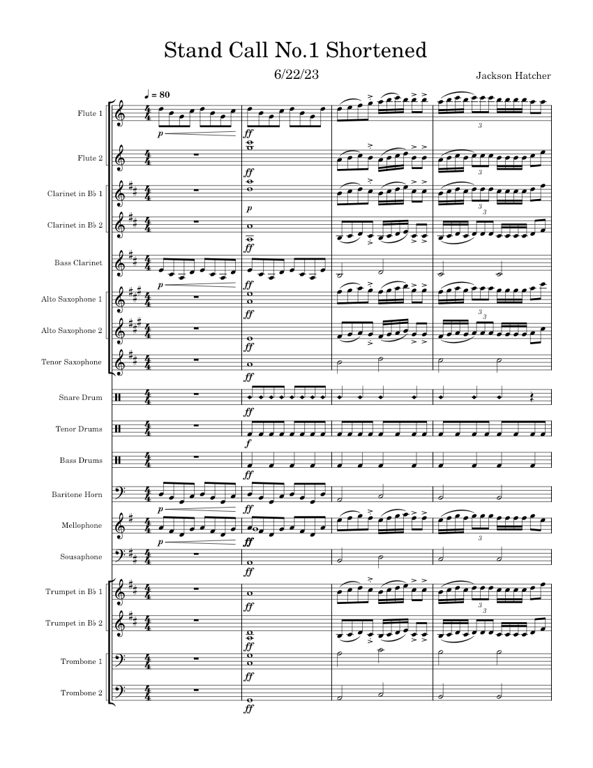 Stand Call Number One Shortened Sheet music for Trombone, Tuba, Flute ...