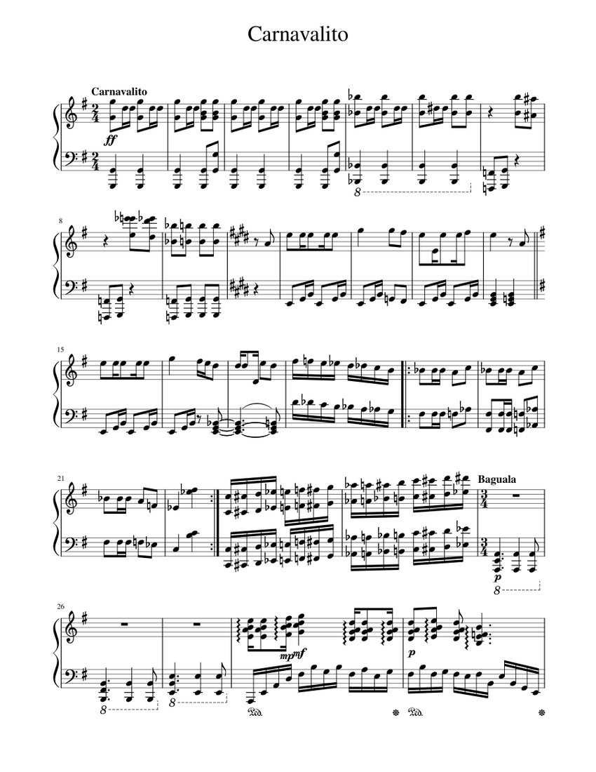Carnavalito Sheet music for Piano (Solo) | Musescore.com
