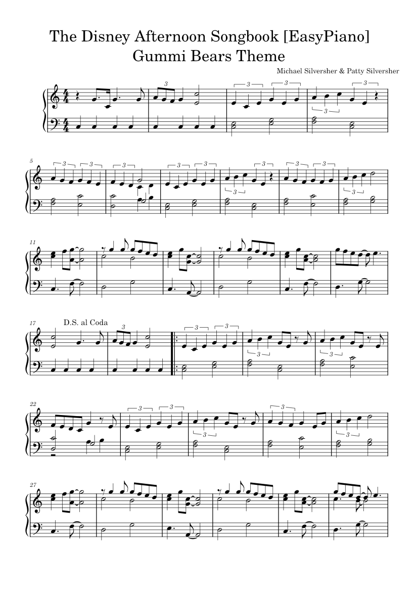 Gummi Bears Theme [EasyPiano] Sheet music for Piano (Solo) | Musescore.com