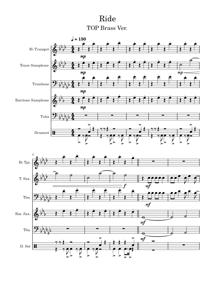 Ride – Twenty One Pilots Ride – Brass Ver. Sheet music for Trombone ...