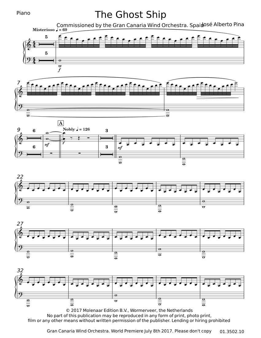 The Ghost Ship - José Alberto Pina Sheet Music for Piano, Harp (Mixed ...
