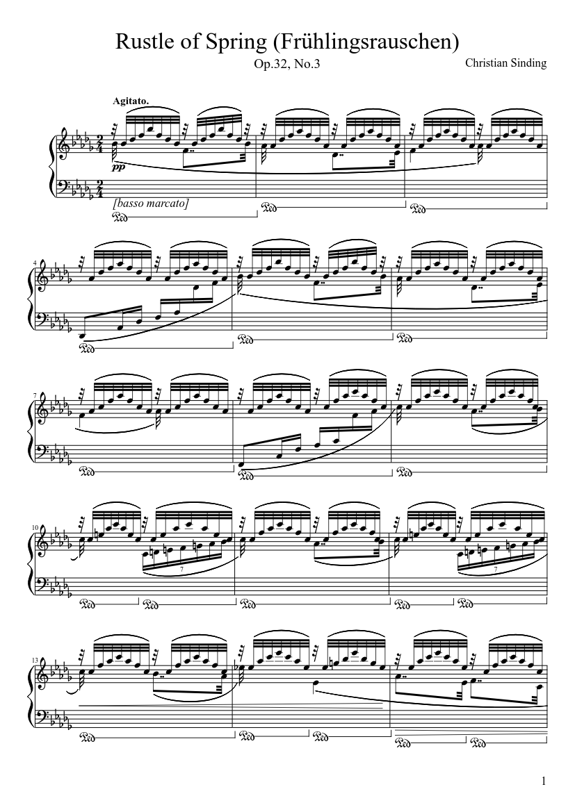 Rustle of Spring (Fruhlingsrauschen), Op.32, No.3 Sheet music for Piano ...