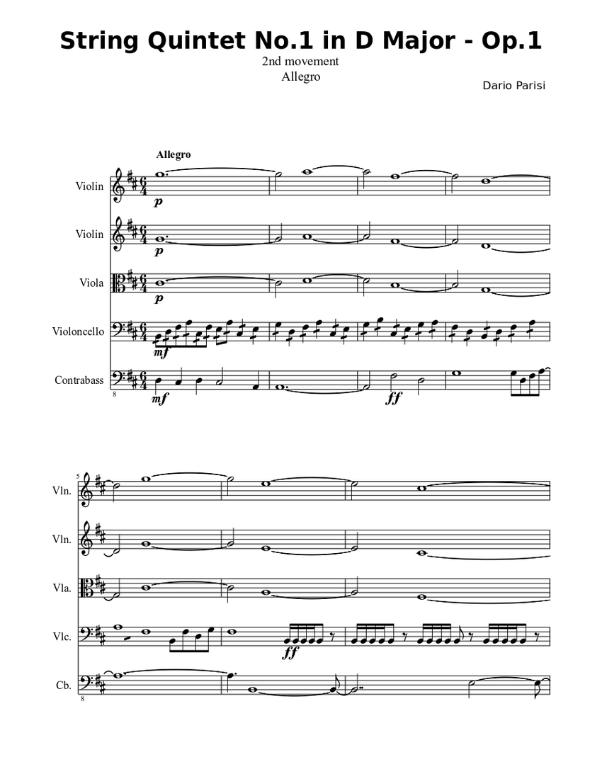 String Quintet no.1 in D Major - Op.1 - 2nd movement - piano tutorial