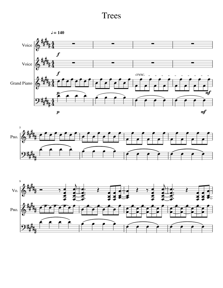Trees Sheet music for Piano, Violin (Mixed Quartet) | Download and ...