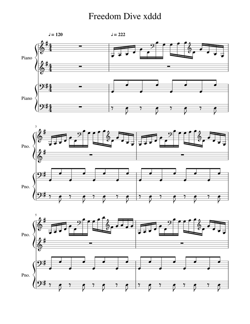 Freedom Dive xddd Sheet music for Piano (Piano Duo) | Musescore.com
