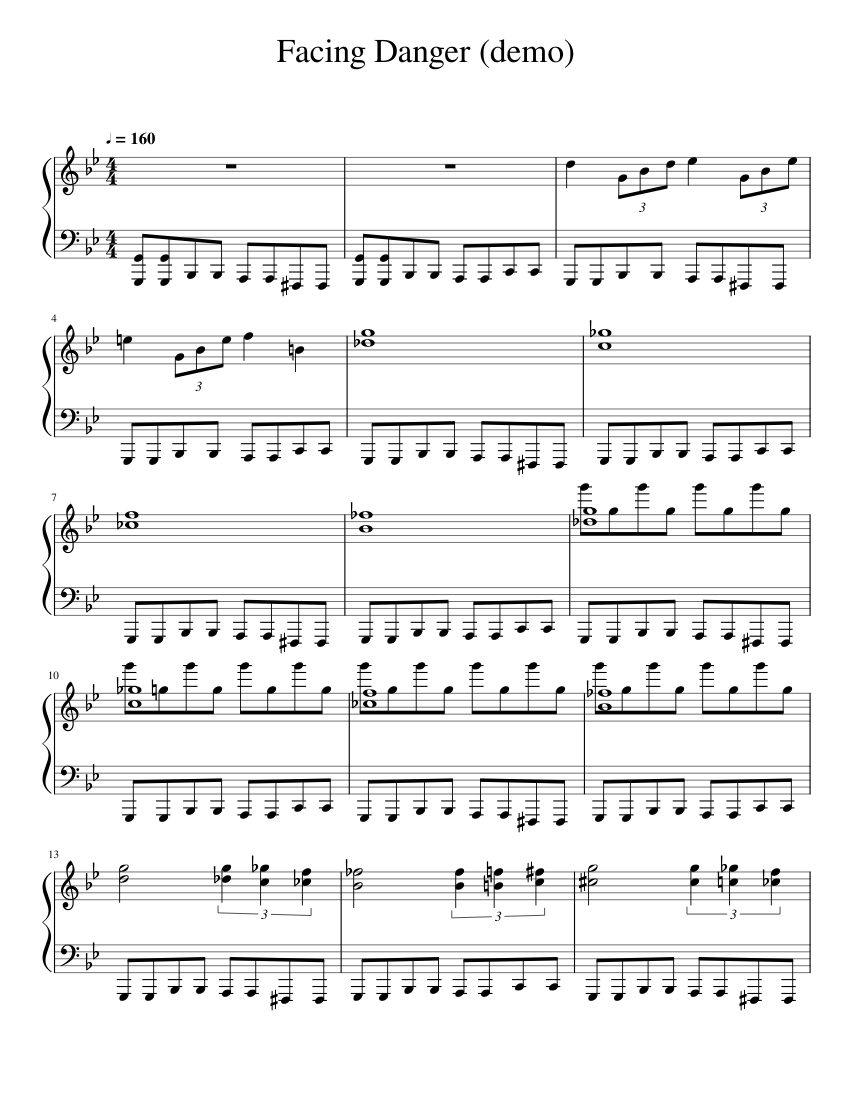 Facing Danger (demo) Sheet music for Piano (Solo) | Musescore.com