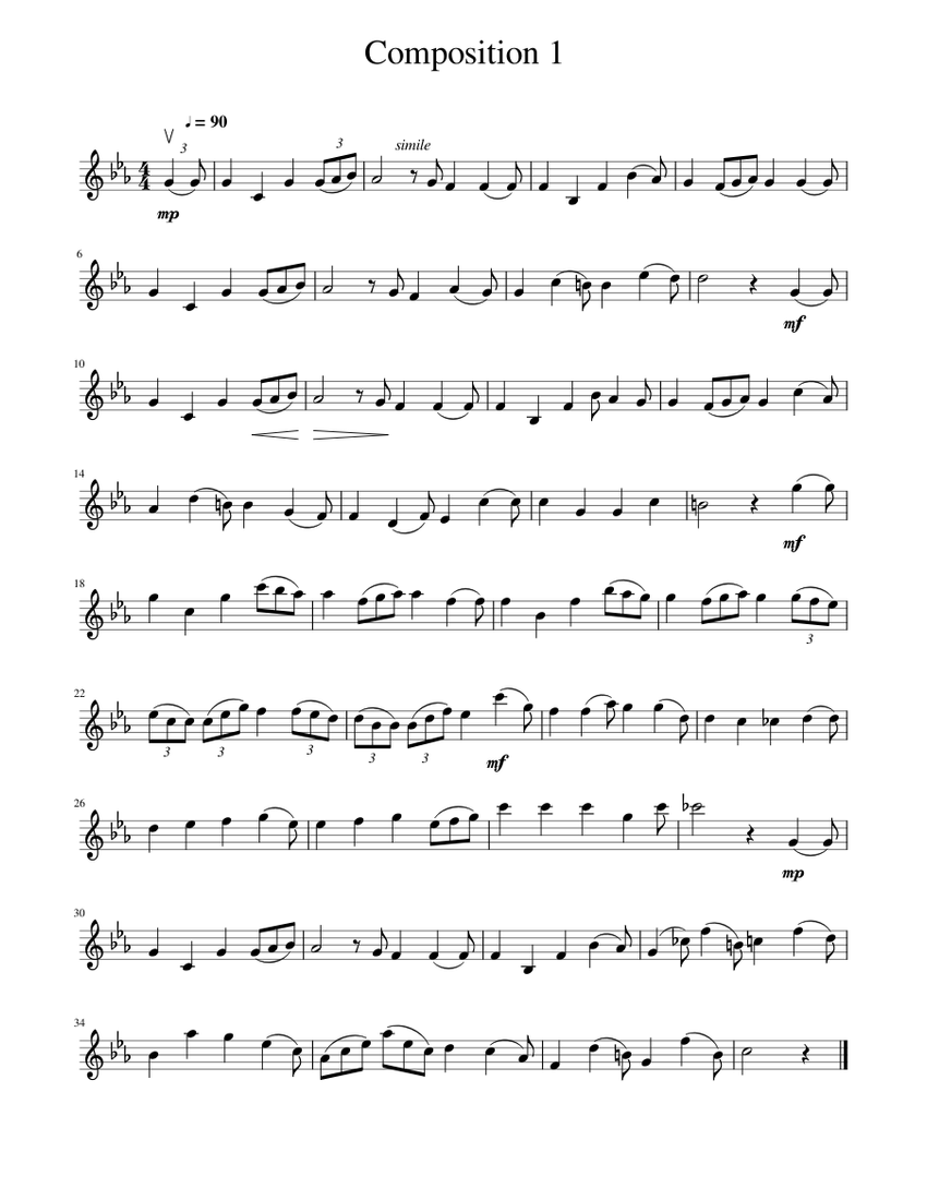 Composition 1 Sheet music for Violin (Solo) | Musescore.com