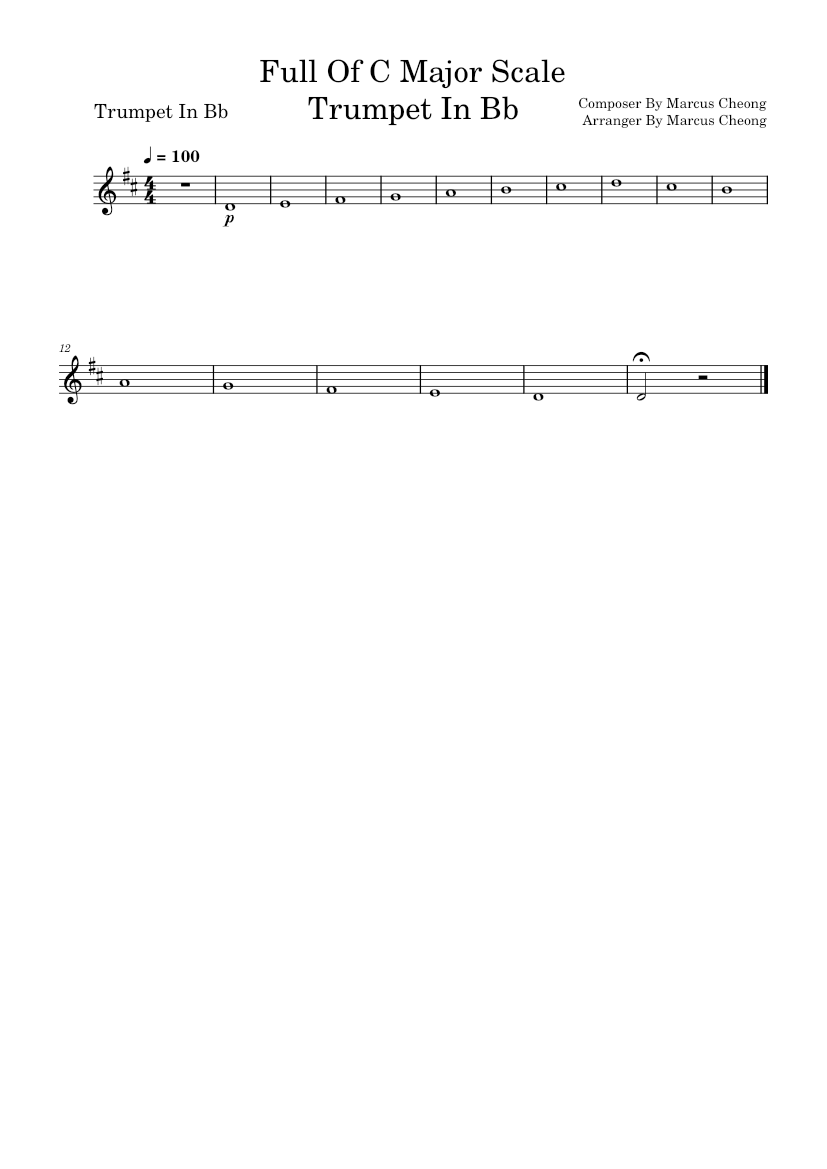 Full Of C Major Scale Trumpet In Bb Sheet Music for Trumpet other (Solo ...