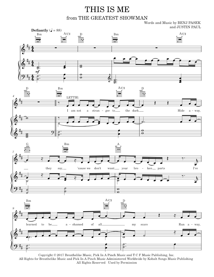Play Official version of This Is Me (from The Greatest Showman) sheet ...