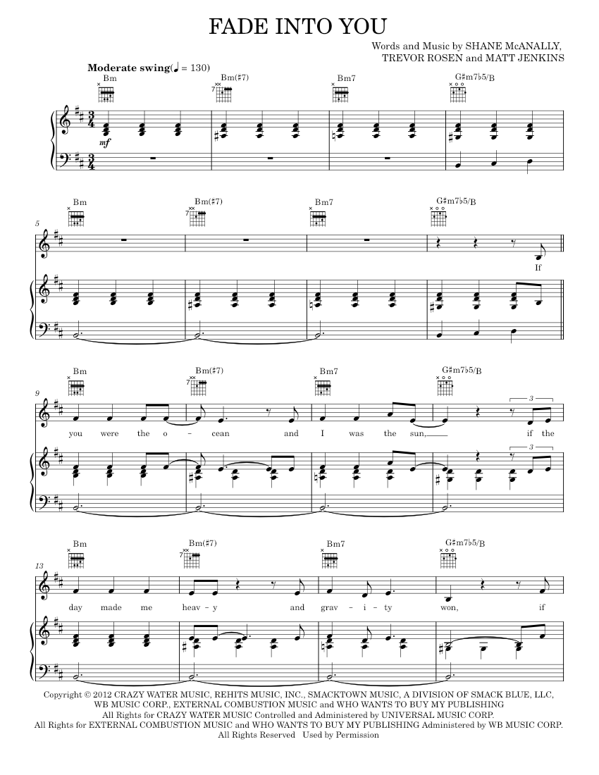 Fade Into You Sheet music for Piano, Vocals by Matt Jenkins: Music ...