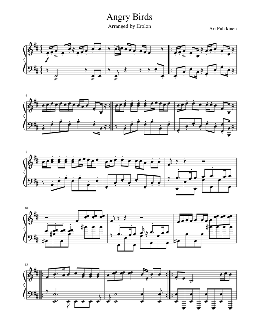 Angry Birds Sheet music for Piano (Solo) | Musescore.com