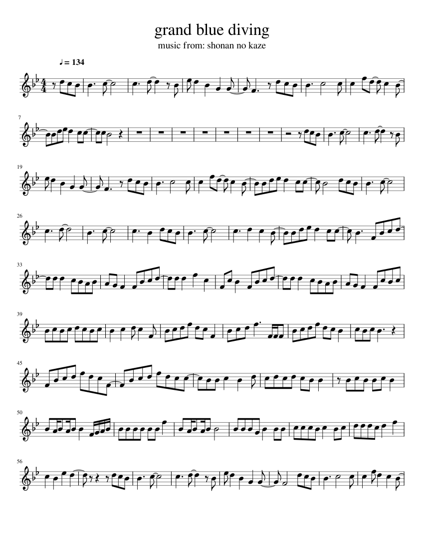 Grand blue diving op Sheet Music for Saxophone alto (Orchestras ...