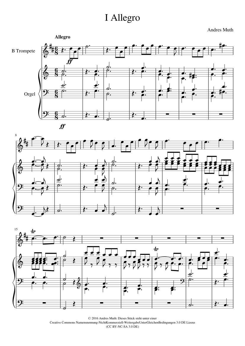 Concerto for Organ and Trumpet Sheet music for Organ, Trumpet in b-flat ...
