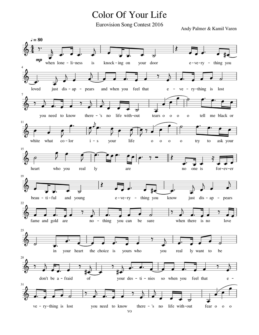 Color Of Your Life Sheet music for Piano (Solo) Easy | Musescore.com