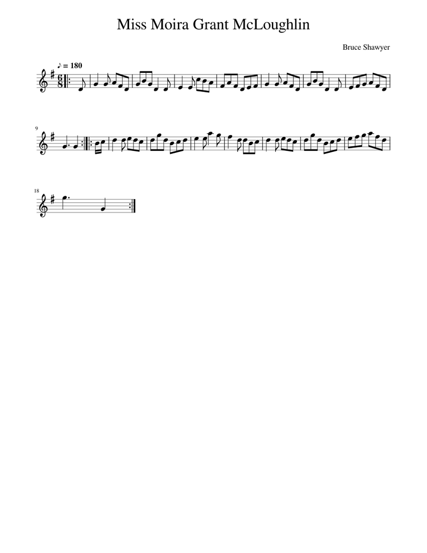 Bruce Shawyer - Miss Moira Grant McLoughlin Sheet music for Piano (Solo ...