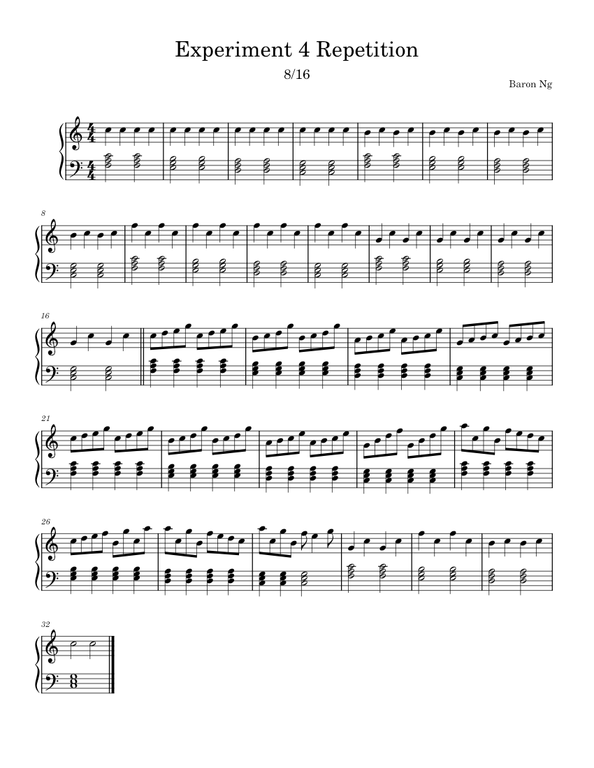 Experiment 4 Repetition Sheet music for Piano (Solo) Easy | Musescore.com