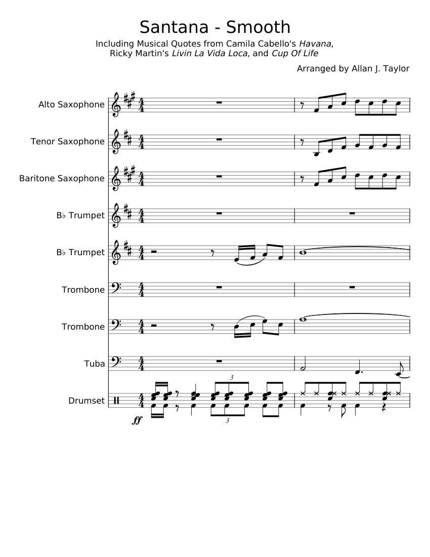 Santana - Smooth Sheet music for Trombone, Tuba, Saxophone alto ...