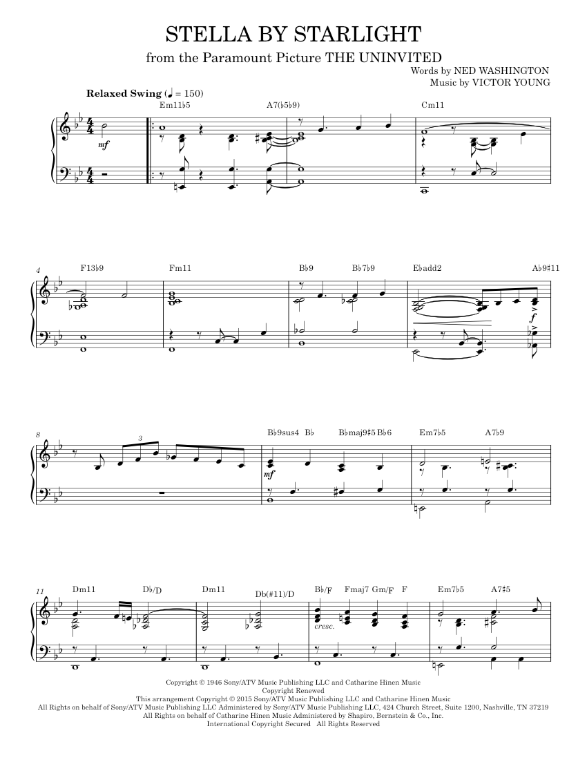 Stella By Starlight [Jazz version] (arr. Brent Edstrom) Sheet music for ...