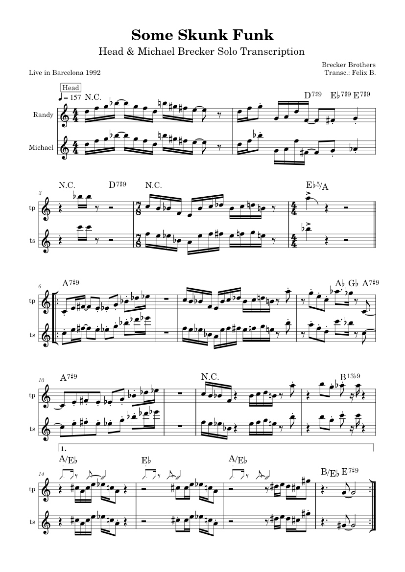 Some Skunk Funk (Live in Barcelona) – Brecker Brothers (Chorus and Sax ...