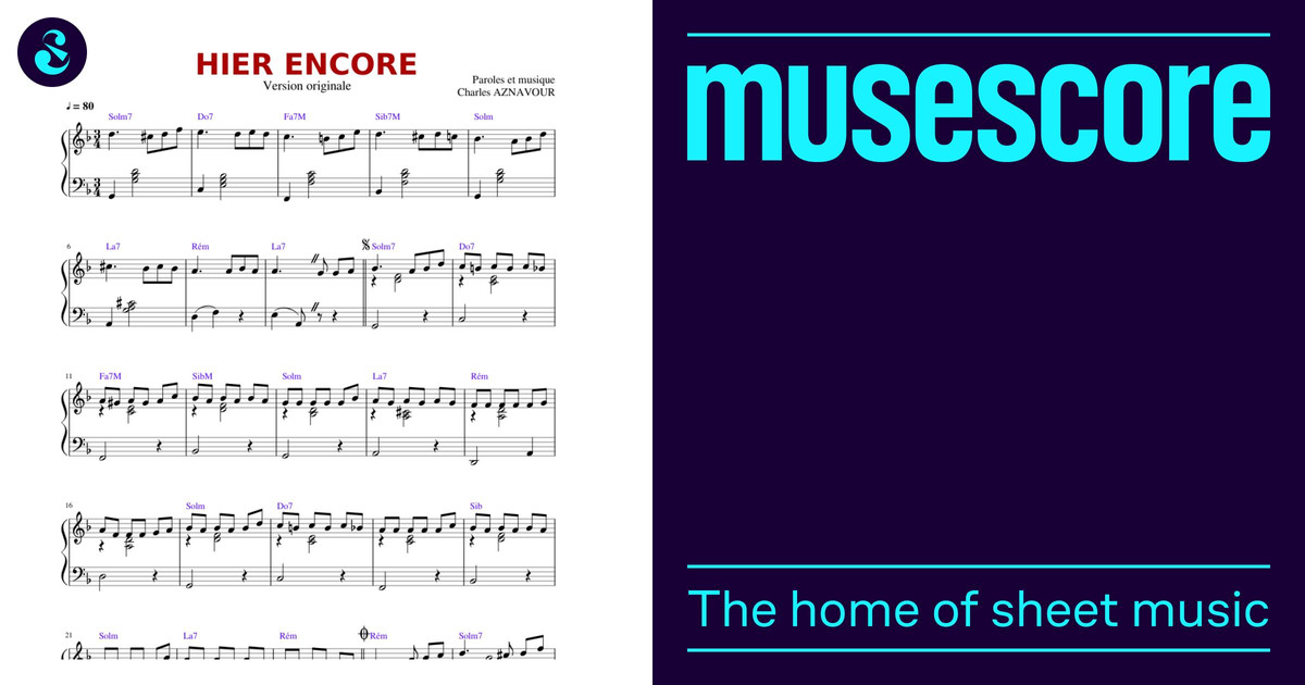Hier encore Sheet music for Accordion (Solo) | Musescore.com
